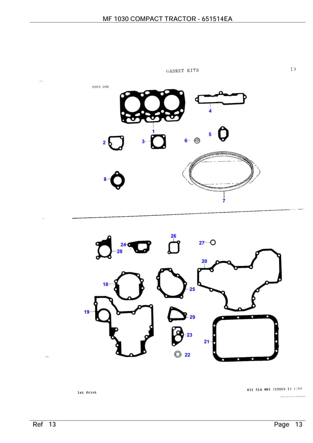 Massey ferguson mf 1030 compact tractor parts catalogue manual | PDF