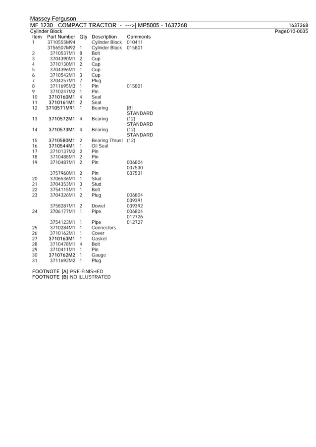 Massey ferguson mf 1230 compact tractor ( - mp5005) parts catalogue ...