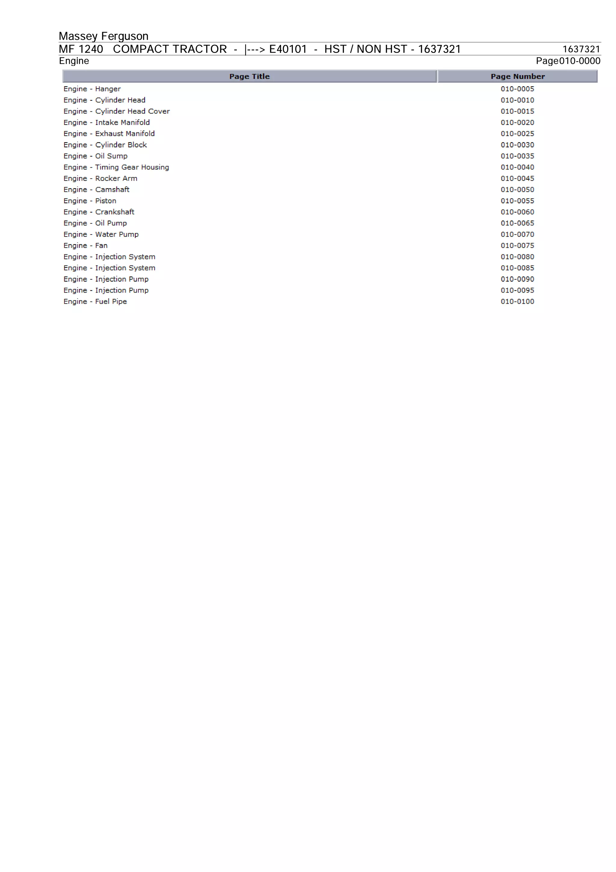 Massey ferguson mf 1240 compact tractor ( e40101 - hst non hst) parts ...