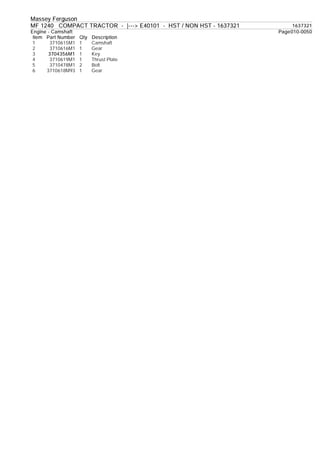 Massey ferguson mf 1240 compact tractor ( e40101 - hst non hst) parts ...