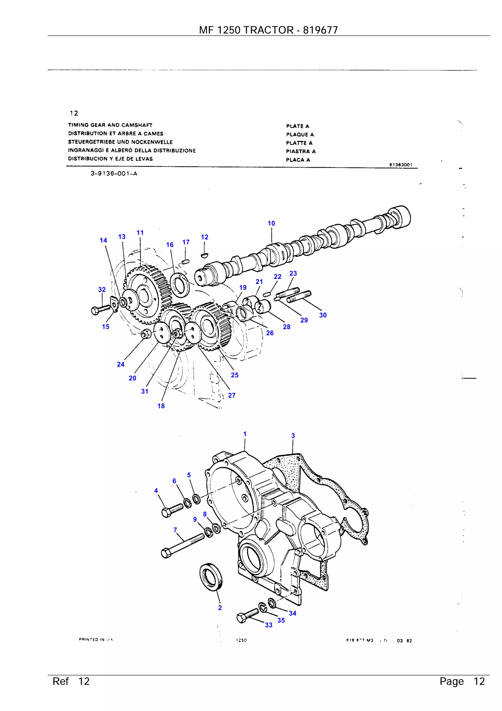 Massey ferguson mf 1250 tractor service parts catalogue manual | PDF