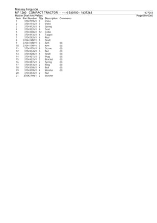 Massey ferguson mf 1260 compact tractor ( e60100) parts catalogue ...