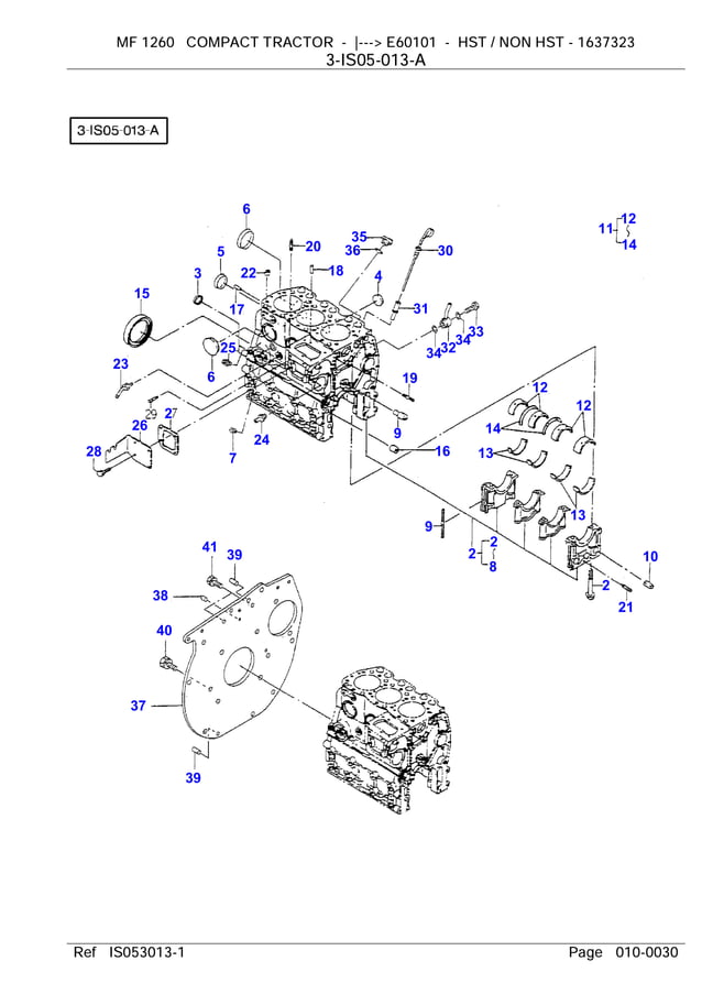 Massey ferguson mf 1260 compact tractor ( e60101 - hst non hst) parts ...