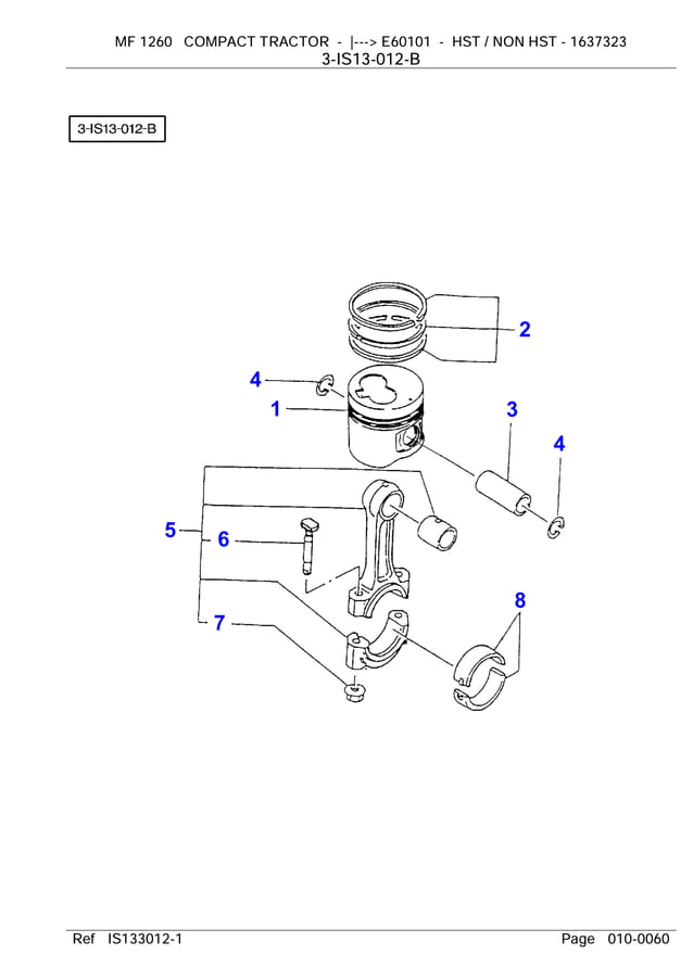 Massey ferguson mf 1260 compact tractor ( e60101 - hst non hst) parts ...