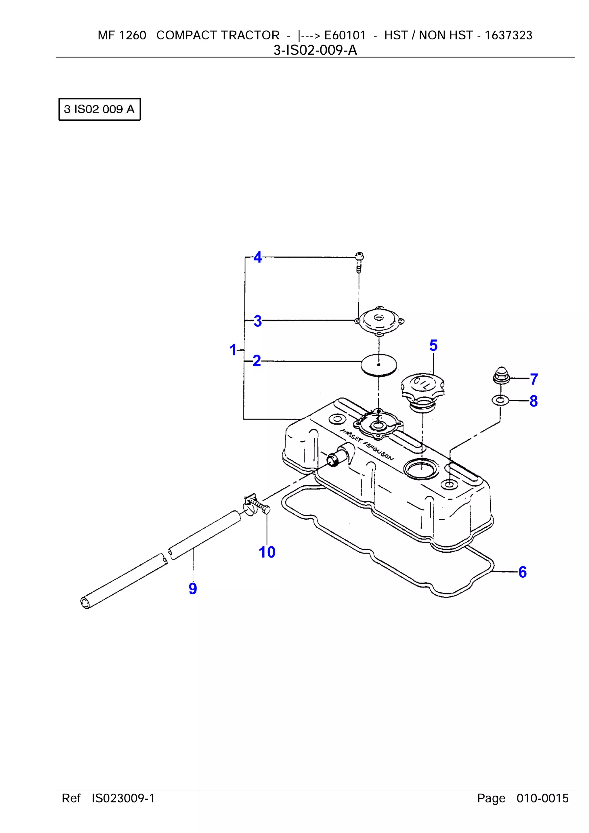 Massey ferguson mf 1260 compact tractor ( e60101 - hst non hst) parts ...