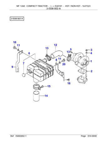 Massey ferguson mf 1260 compact tractor ( e60101 - hst non hst) parts ...