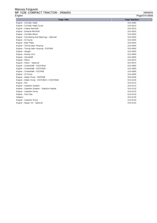 Massey ferguson mf 1528 compact tractor parts catalogue manual | PDF