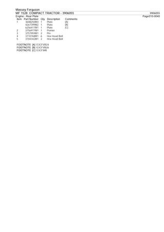 Massey ferguson mf 1528 compact tractor parts catalogue manual | PDF