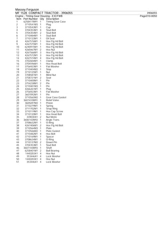 Massey ferguson mf 1528 compact tractor parts catalogue manual | PDF