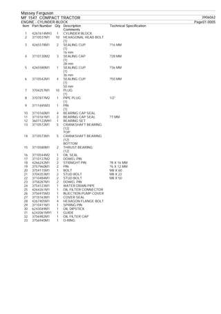Massey ferguson mf 1547 compact tractor parts catalogue manual | PDF