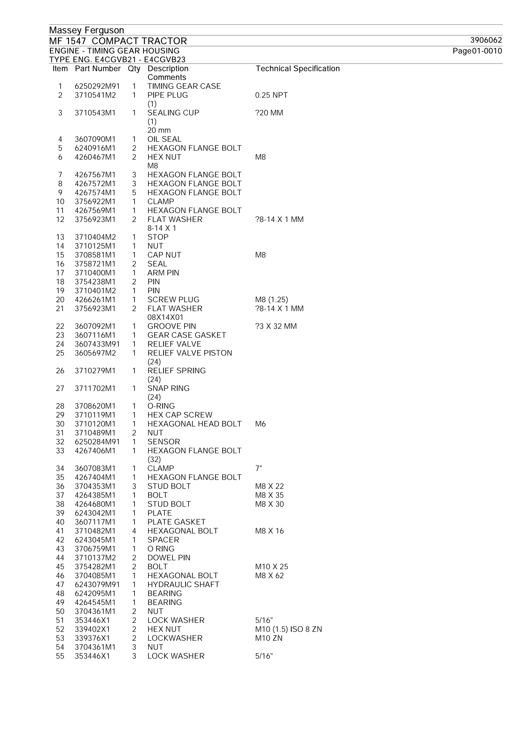 Massey ferguson mf 1547 compact tractor parts catalogue manual | PDF