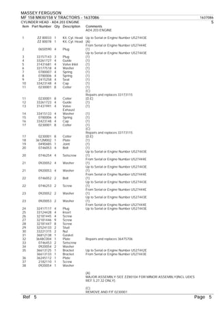 Massey ferguson mf 158 mkiii 158 v tractors parts catalogue manual | PDF