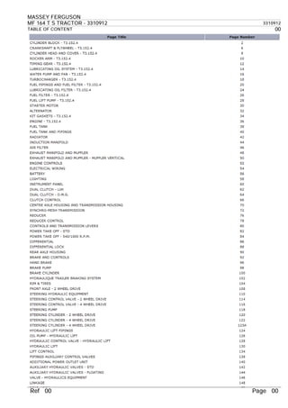 Massey Ferguson MF 164 T S TRACTOR Parts Catalogue Manual Instant ...