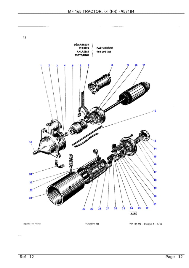 Massey ferguson mf 165 tractor (fr) parts catalogue manual | PDF