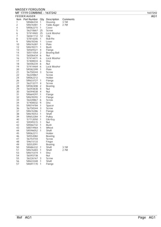 Massey ferguson mf 17 combine parts catalogue manual | PDF