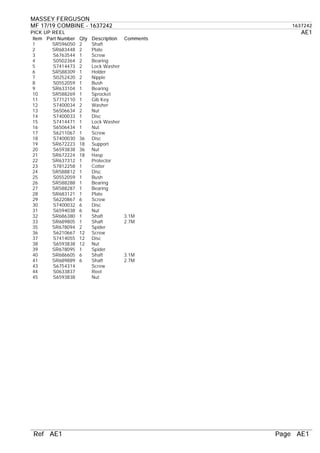 Massey ferguson mf 17 combine parts catalogue manual | PDF