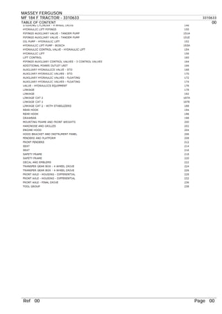 Massey ferguson mf 184 f tractor parts catalogue manual | PDF