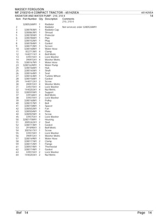 Massey ferguson mf 210 4 compact tractor parts catalogue manual | PDF