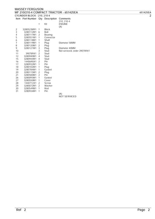 Massey ferguson mf 210 4 compact tractor parts catalogue manual | PDF
