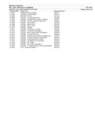 Massey ferguson mf 2168 tracked combine parts catalogue manual | PDF