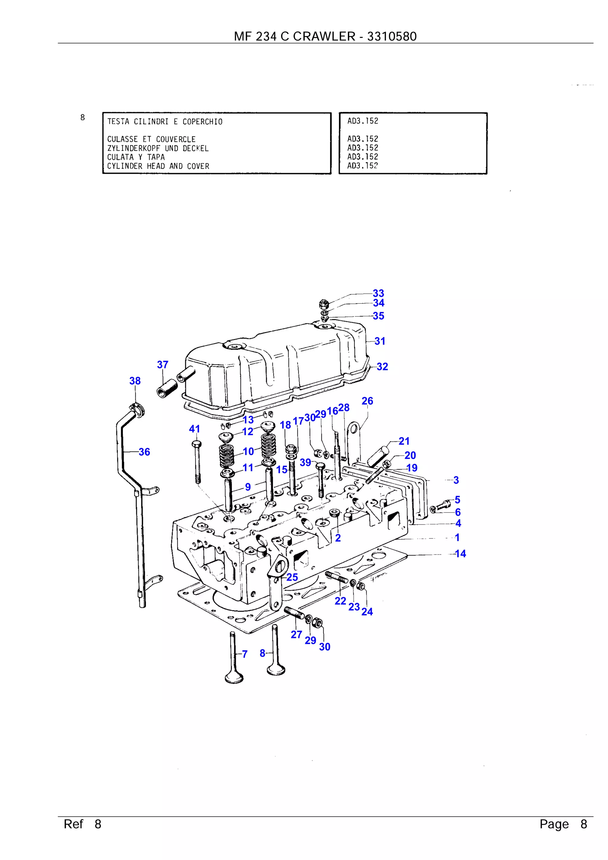 Massey ferguson mf 234 c crawler parts catalogue manual | PDF