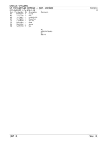 Massey ferguson mf 23 combine (= 1997) parts catalogue manual | PDF