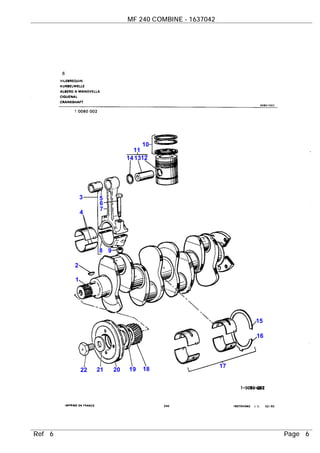 Massey ferguson mf 240 combine parts catalogue manual | PDF