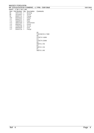 Massey ferguson mf 25 combine ( 1996) parts catalogue manual | PDF