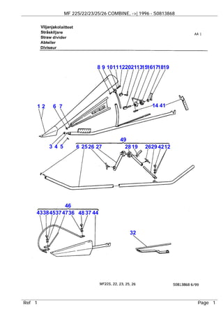 Massey ferguson mf 25 combine ( 1996) parts catalogue manual | PDF