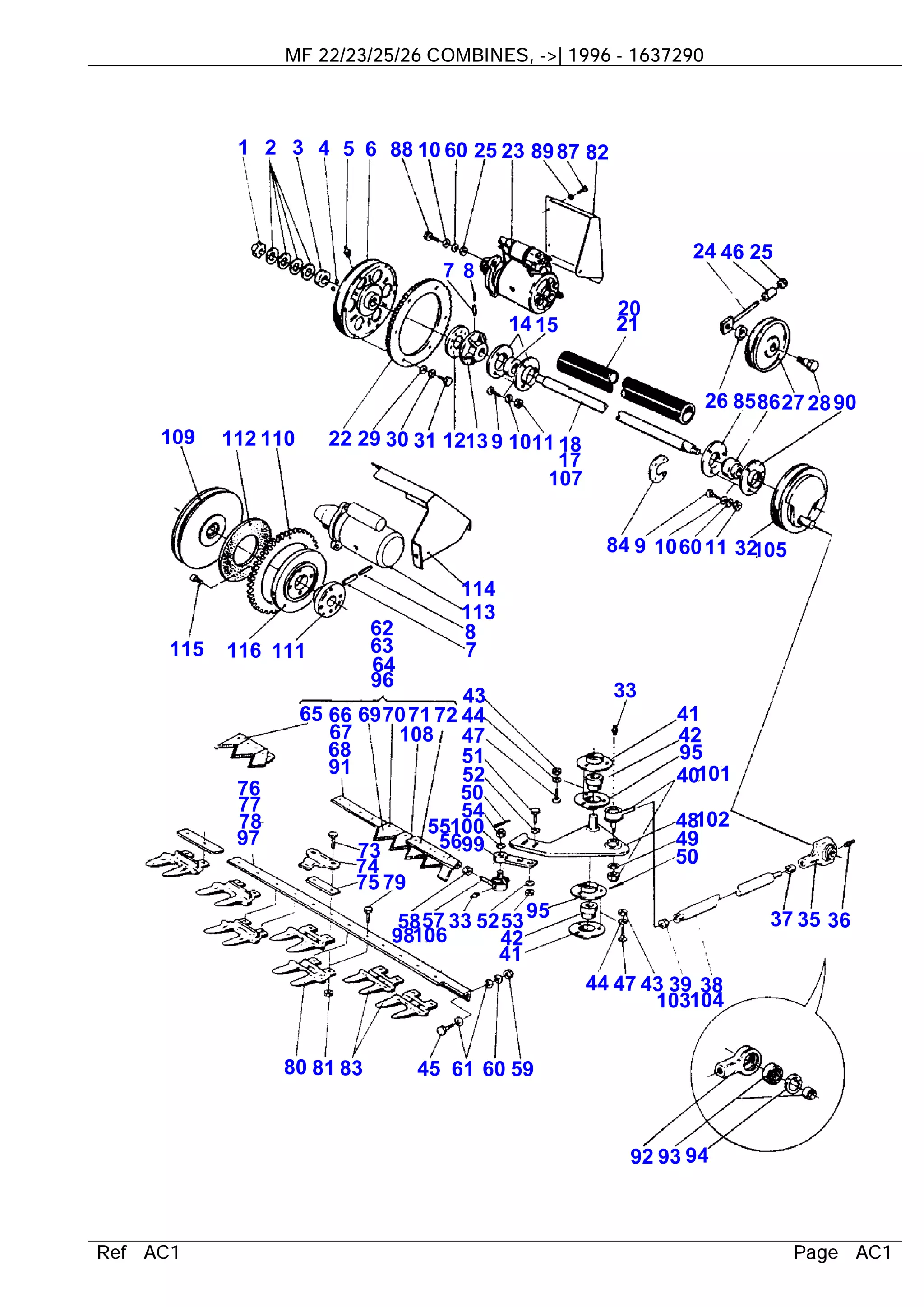 Massey ferguson mf 25 combines ( 1996) parts catalogue manual | PDF