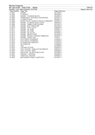 Massey ferguson mf 260 xtra tractor (india) parts catalogue manual | PDF