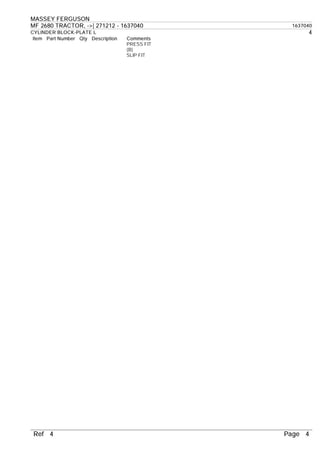 Massey ferguson mf2680 tractor ( 271212) parts catalogue manual | PDF