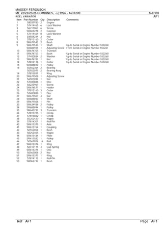 Massey ferguson mf 26 combines ( 1996) parts catalogue manual | PDF