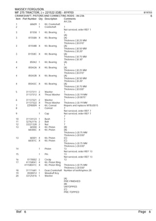 Massey ferguson mf 275 tractor ( 221522 (gb)) parts catalogue manual | PDF