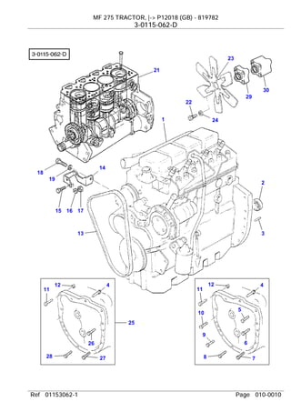Massey ferguson mf275 tractor ( p12018 (gb)) parts catalogue manual | PDF