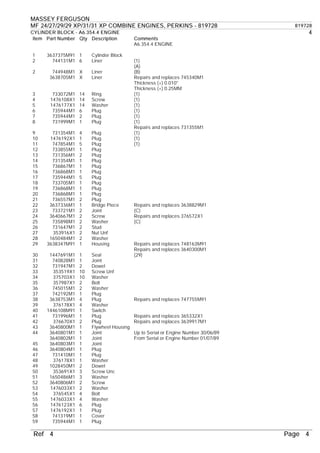 Massey ferguson mf 27 combine engines (perkins) parts catalogue manual ...