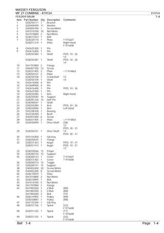 Massey ferguson mf 27 combine parts catalogue manual | PDF