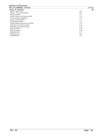 Massey ferguson mf 27 combine parts catalogue manual | PDF