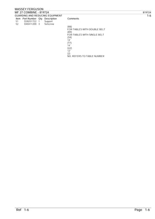 Massey ferguson mf 27 combine parts catalogue manual | PDF