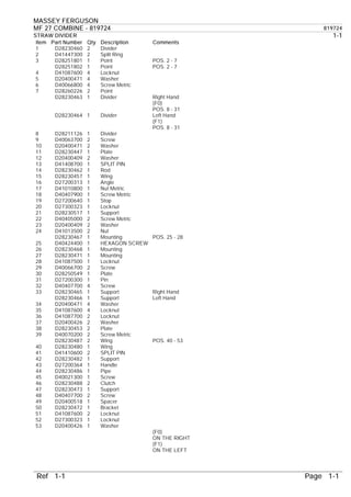 Massey ferguson mf 27 combine parts catalogue manual | PDF