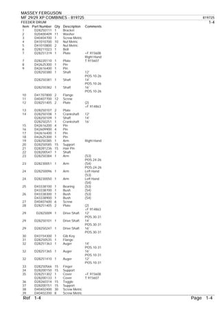Massey ferguson mf 29 29 xp combines parts catalogue manual | PDF