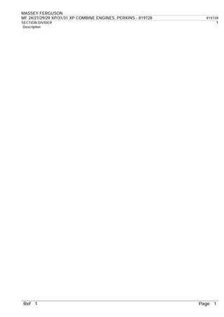 Massey ferguson mf 29 xp combine engines (perkins) parts catalogue manual | PDF