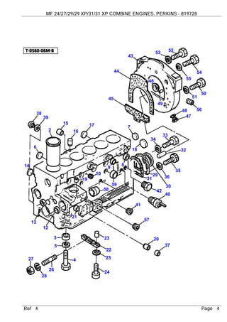Massey ferguson mf 29 xp combine engines (perkins) parts catalogue manual | PDF