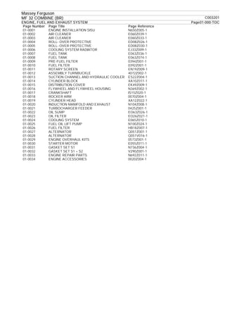 Massey ferguson mf 32 combine (br) parts catalogue manual | PDF