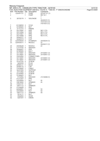 Massey ferguson mf 3355 c fl crawler-type tractor parts catalogue ...