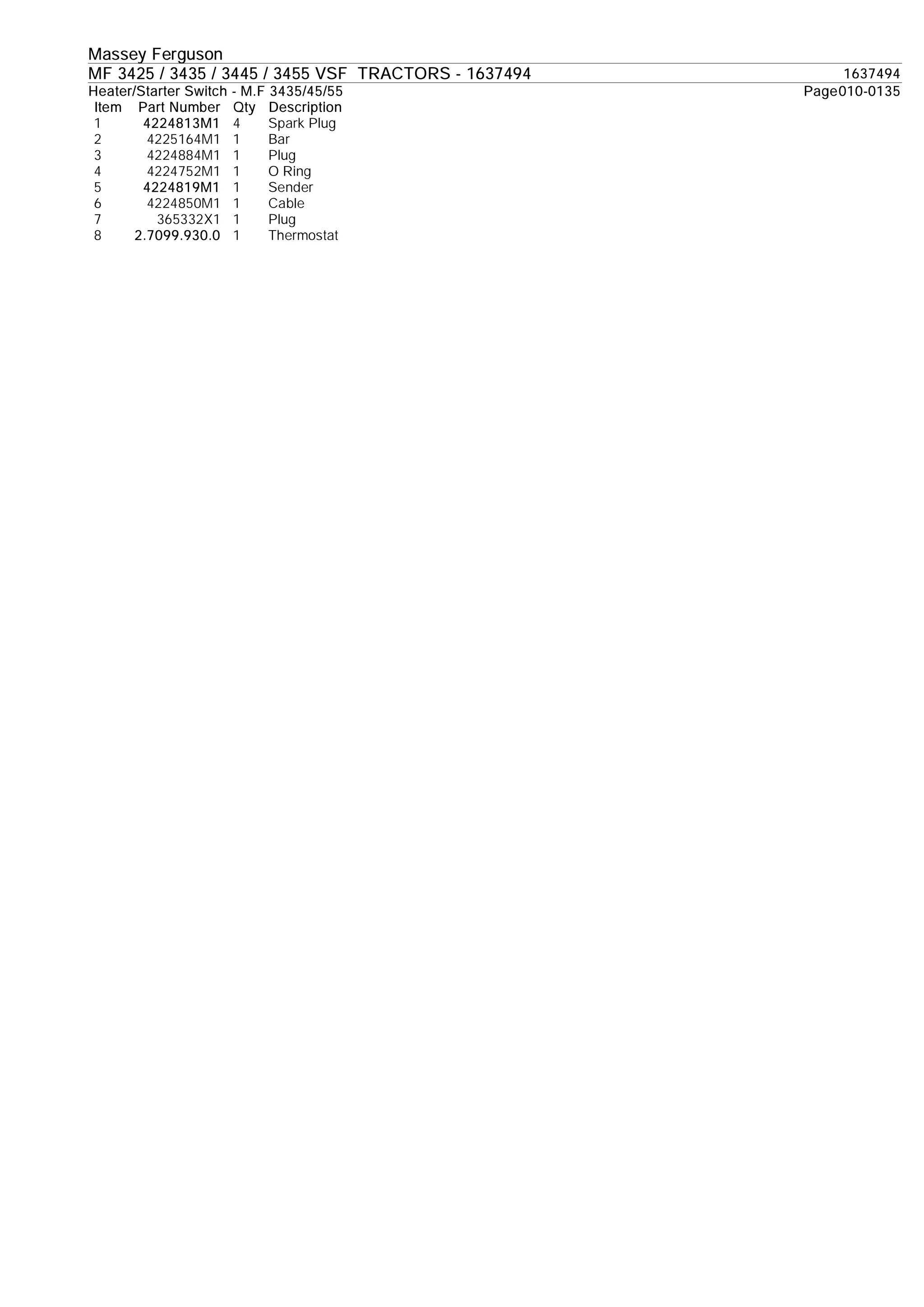 Massey ferguson mf 3435 vsf tractors parts catalogue manual | PDF