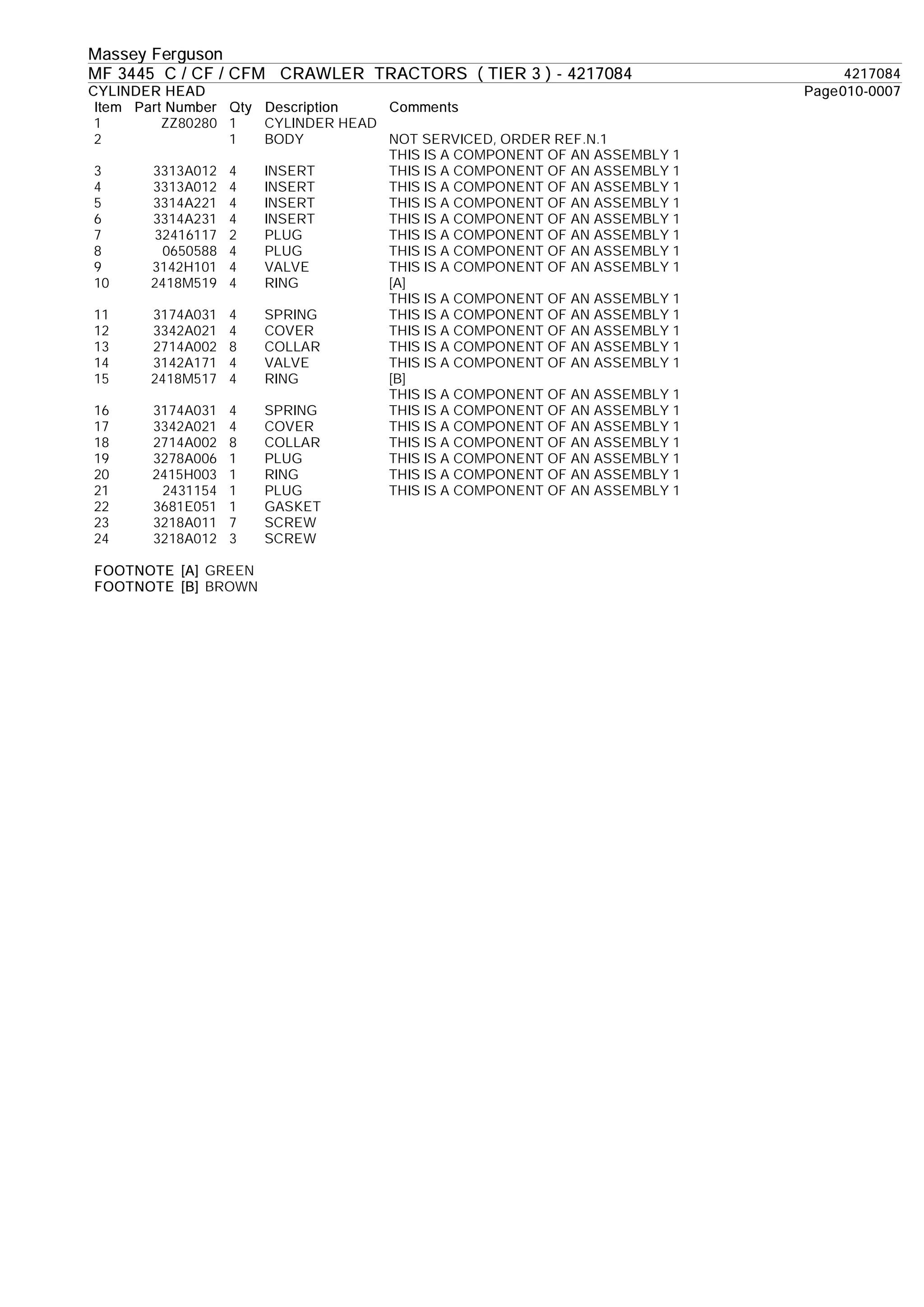 Massey ferguson mf 3445 cfm crawler tractors (tier 3) parts catalogue ...