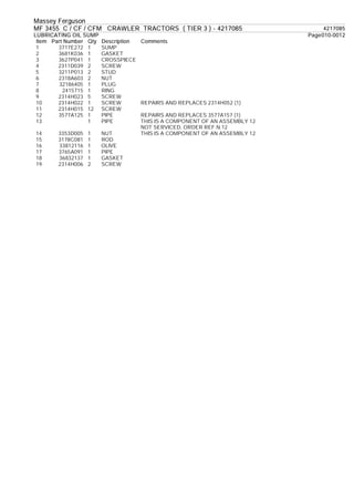 Massey ferguson mf 3455 c crawler tractors (tier 3) parts catalogue ...