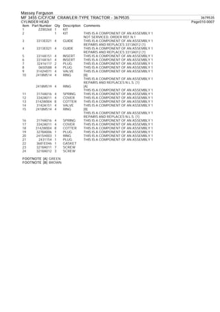 Massey ferguson mf 3455 cf crawler type tractor parts catalogue manual ...