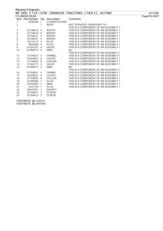 Massey ferguson mf 3455 cfm crawler tractors (tier 3) parts catalogue ...